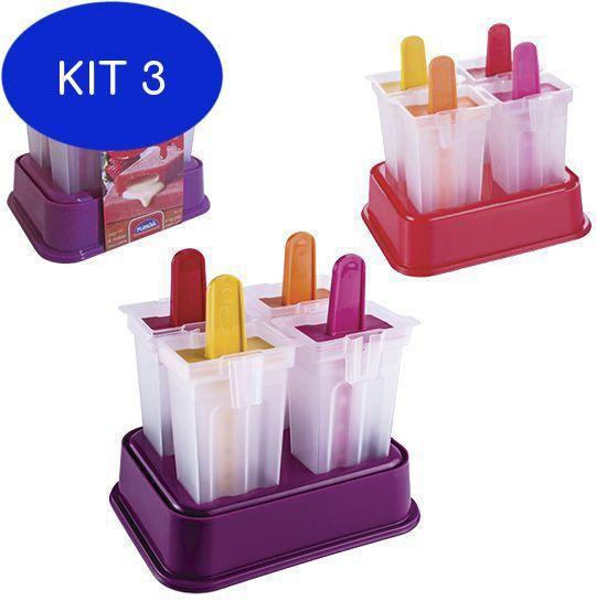 Kit 3 Forma Para Picolé Com Recheio Faz 4 Paletas 14Cm - 121139 ...