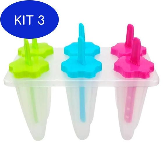 Kit 3 Forma Para Sorvete Picolé Cone 6 Cavidades E Palito Decorado ...