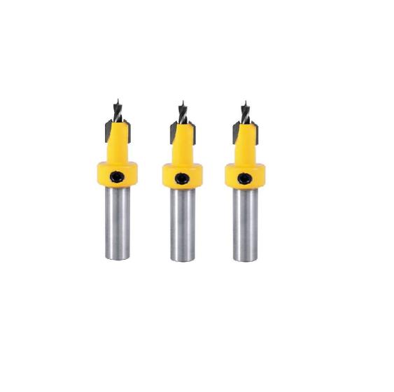Kit 3 Fresas Escariadora Cabeça Cônica 8mm Dente Vídea Madeira e ...