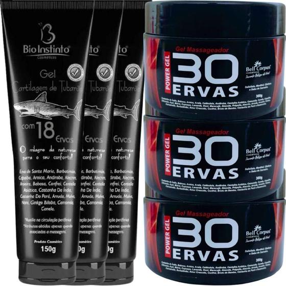 Kit 3 Gel 30 Ervas Power 300G + 3 Gel Cartilagem De Tubarão - Bio ...