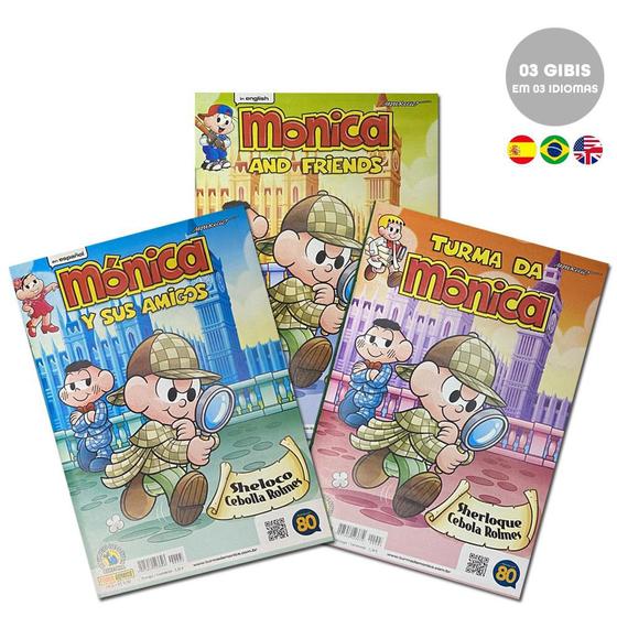 Kit 3 Gibis Turma da Mônica Português/Inglês/Espanhol Hist 02 - Outros ...
