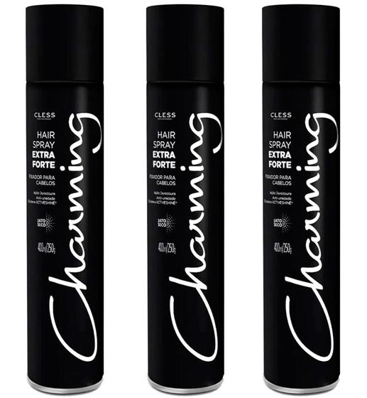 KIT 3 Hair Spray Fixador Charming Extra Forte 400 ML Laque - CLESS ...