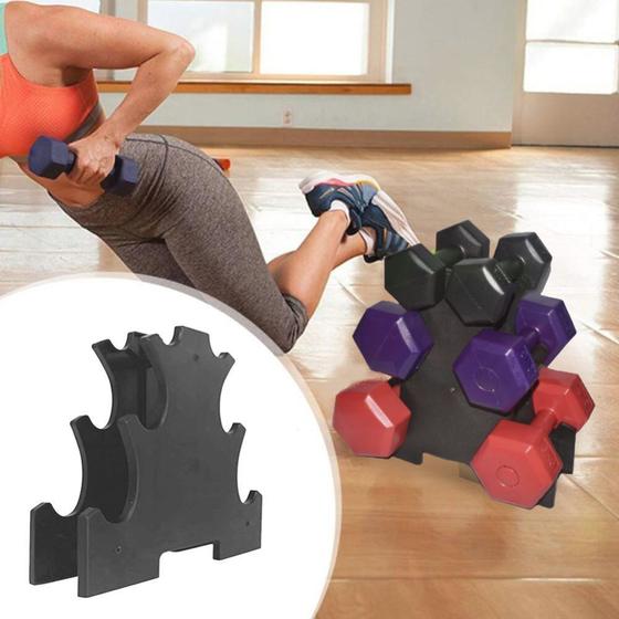 Kit 3 Halteres Sextavados Peso Academia Bonatif Fitness + Suporte 12kg ...