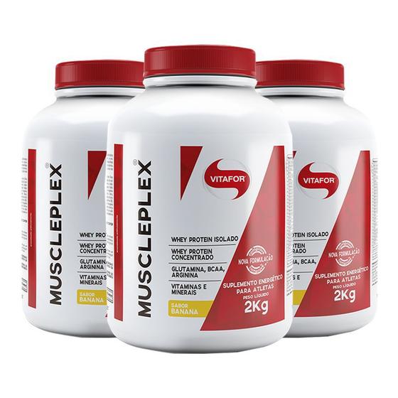 Kit 3 Hipercálorico Muscle Plex Vitafor 2kg Banana - Hipercalórico ...