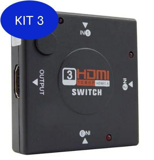 Kit 3 Hub Switch Hdmi 3 Portas Xcell Preto - Xc-Hub-Hdmi - C-Cell - Hub ...