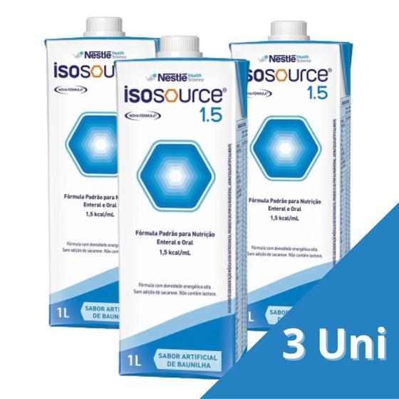 Kit 3 isosource 1.5 cal s/sacarose com fibras 1000ml - nestle nutrition ...