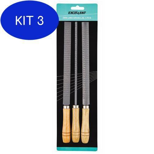 Kit 3 Jogo de lima grosa reta meia cana e redonda 3 peças - Excellent ...