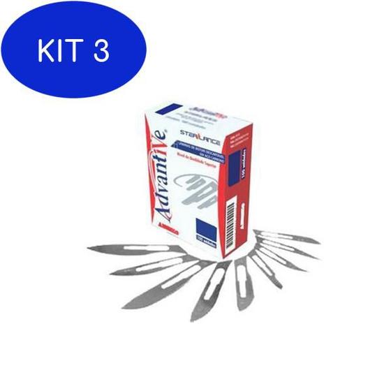 Kit 3 Lâmina De Bisturi Advantive Descartável - N.15 - Bisturi ...