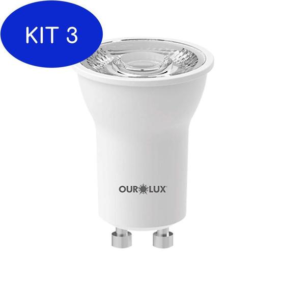 Kit 3 Lâmpada Led Mini Dicróica Mr11 4w 6500k Branco Frio Ourolux