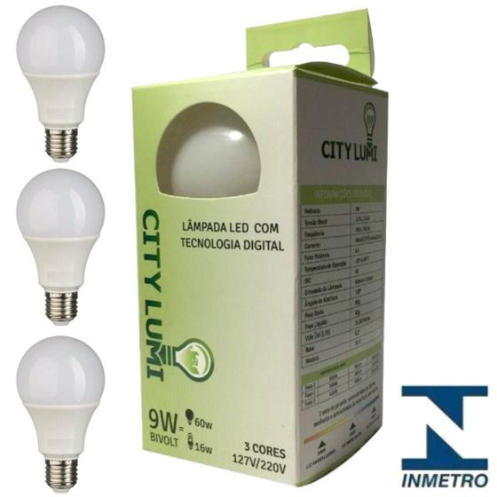 Kit 3 Lampada Led Tres Cores Tecnologia Digital City Lumi - Lâmpada ...