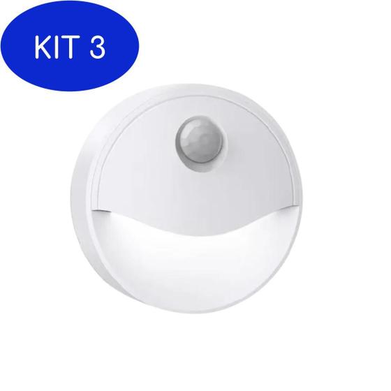 Kit 3 Lampada Luminaria Sensor Presença Balizador Sem Fio Luz - Montion ...