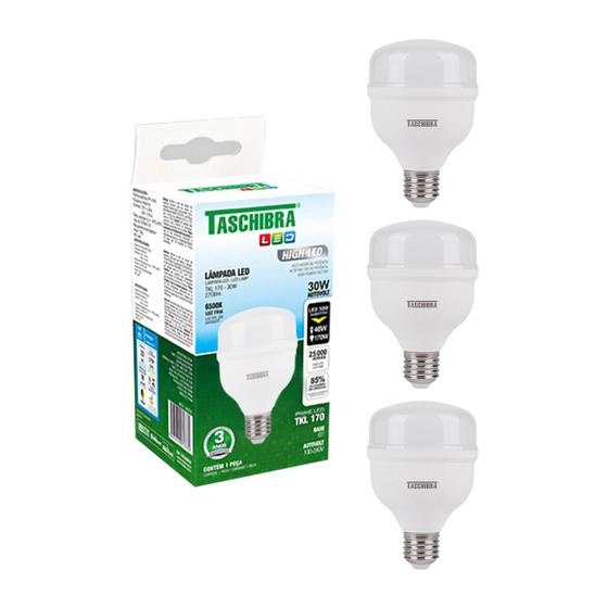 Kit 3 Lâmpadas Bulbo LED 30W Alta Potência 6500K Bivolt Branca Taschibra - Kit Comercial ...