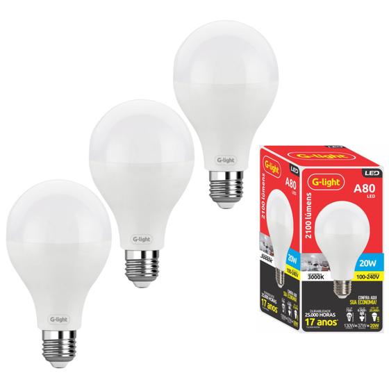 Kit 3 Lampadas Led Amarela 3000K 20w 1800 Lumens Autovolt 100V/240V E27 ...
