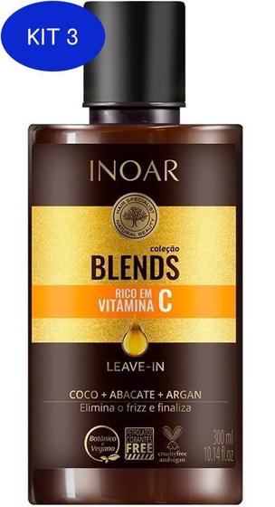 Kit 3 Leave-In Inoar Blends Vitamina C 300Ml - Leave in Capilar ...