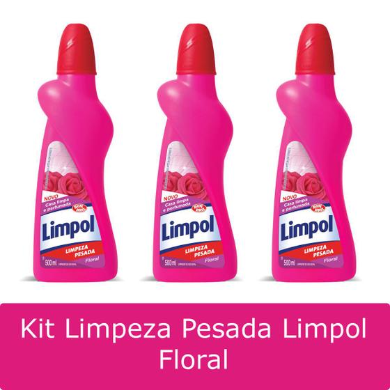 Kit 3 Limpeza Pesada Limpol Floral 500ml - Limpador Multiuso - Magazine ...