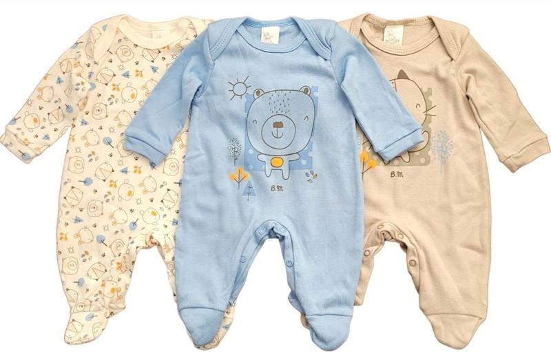 Kit 3 Macacão Bebê Menino com Pezinho Bicho Molhado - Macacão e ...