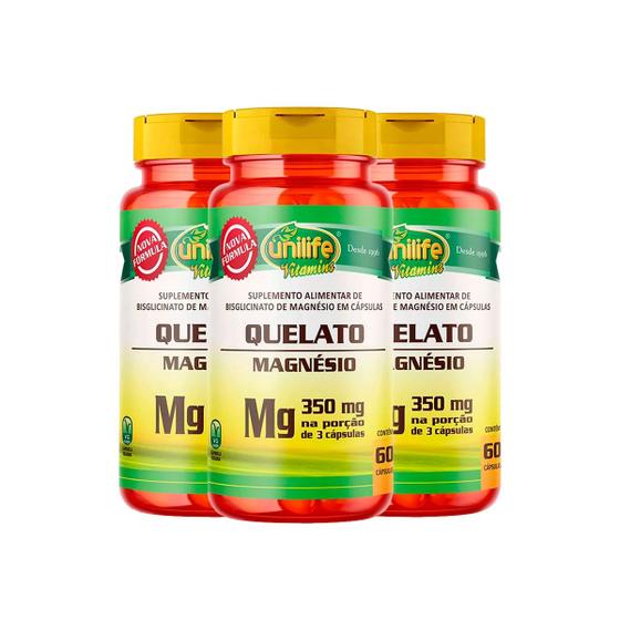Kit 3 Magnésio Quelato 350Mg Unilife 60 Cápsulas - Silício Quelato - Magazine Luiza