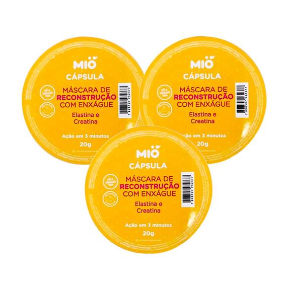 Kit 3 Máscara de Reconstrução Capilar Mió Elastina e Creatina Cápsula ...