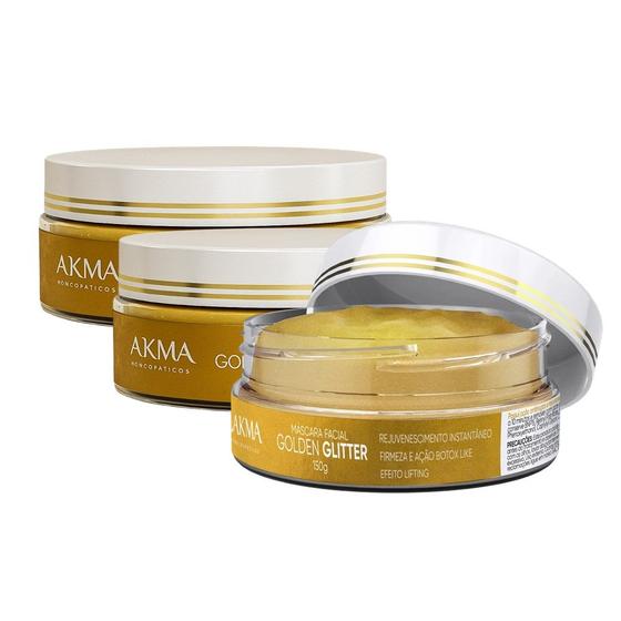 Kit 3 Máscara Facial Ouro Golden Gliter Rejuvenescimento e ...