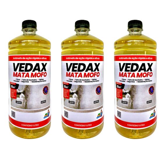 Kit 3 Mata Mofo Vedax 1 Litro Antimofo Guarda Roupa Parede Banheiro ...