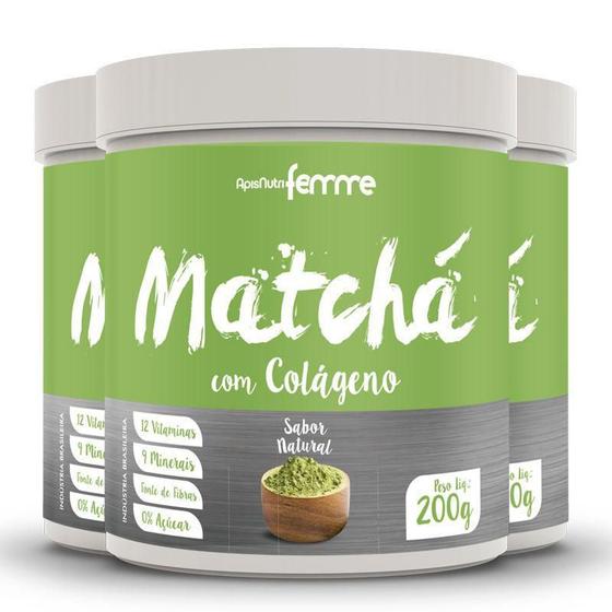 Kit 3 Matchá Solúvel Apisnutri Sabor Natural 200G - Chá Verde ...