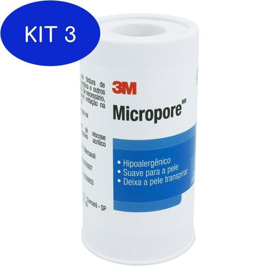 Kit 3 Micropore 100mm X 10m com capa - 3M - Fita Microporosa - Magazine ...