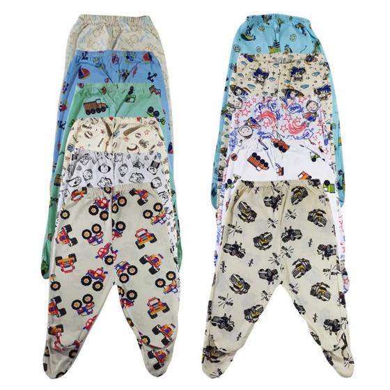 Kit 3 Mijão Calça RN Bebe Suedine Estampas Sortidas Para Menino 100 ...