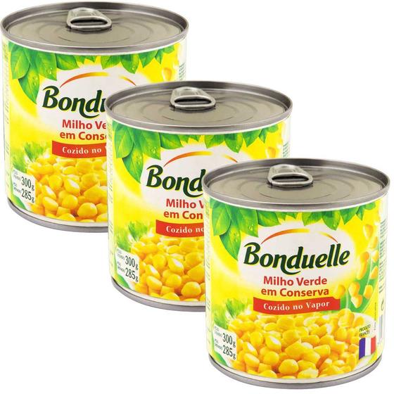 Kit 3 Milho Verde em Conserva Super Doce Francês Bonduelle 300g - Milho ...