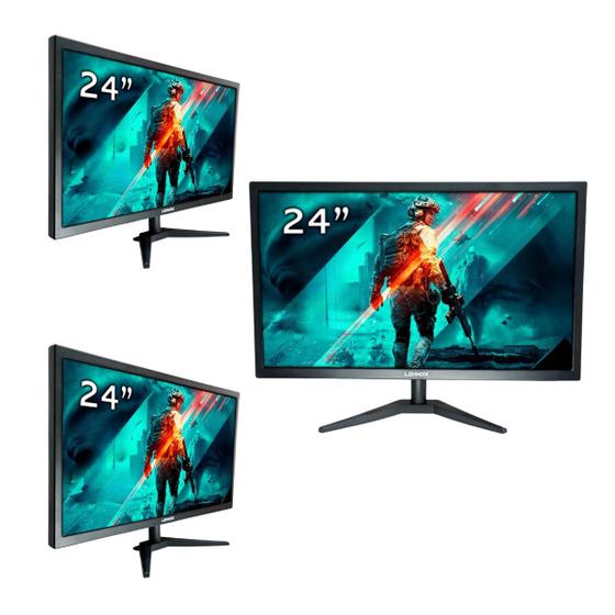 Kit 3 Monitor Led 24 Polegadas Full HD 60hz Escritorio Home Office ...