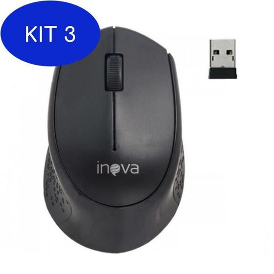 Kit 3 Mouse Sem Fio Wireless Computador Notebook Inova - Mouse ...