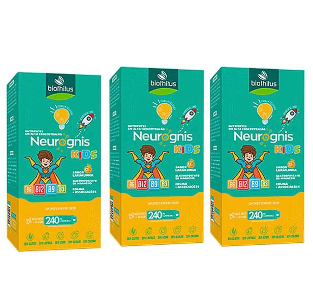 Kit 3 Neurognis Kids Vitaminas B12, B9, B3, B6 Laranja 240ml ...
