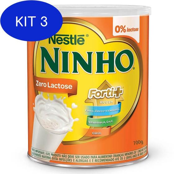 Kit 3 Ninho Pó Zero Lactose 700G Composto Lácteo Ninho Forti - Nestle ...