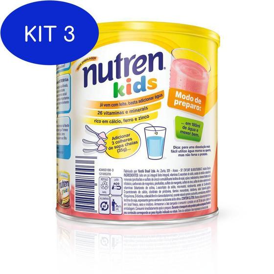 Kit 3 Nutren Kids Morango Suplemento Alimentar Lata 350g - Complemento ...