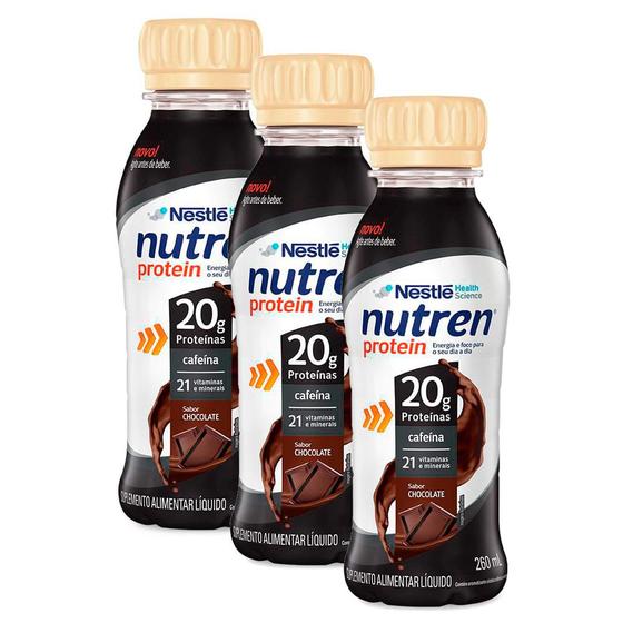 Kit 3 Nutren Protein Chocolate Suplemento Alimentar 260ml - Complemento ...