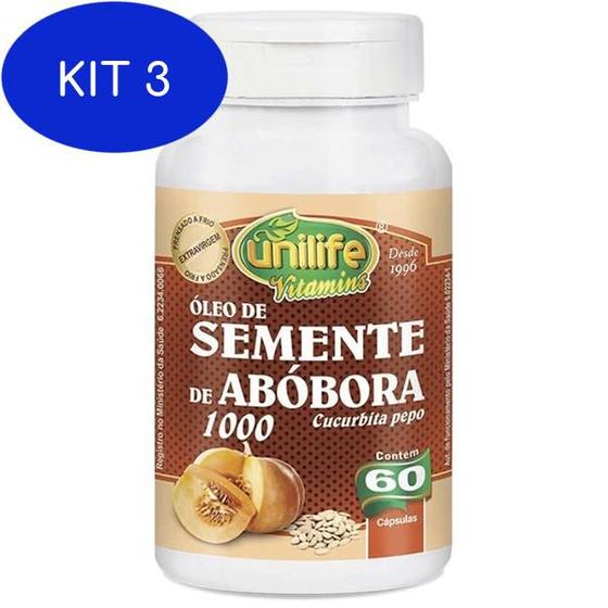 Kit 3 Óleo De Semente De Abóbora 60 Capsulas Unilife - Oleio De Semente ...