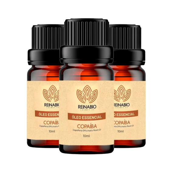 Kit 3 Óleo Essencial Copaíba 100% PURO Certificado Aromaterapia Reinabio 10ml - Óleos Essenciais ...
