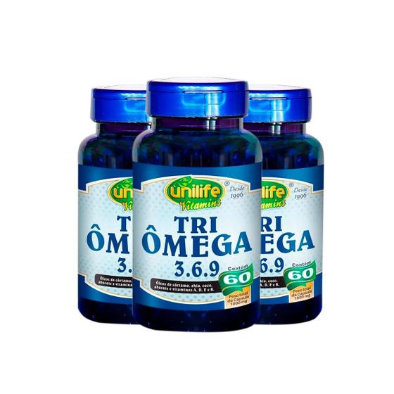 Kit 3 Ômega 3 1000 Mg Tri Ômega 3.6.9 Unilife 60 Cápsulas - Ômega 3 ...
