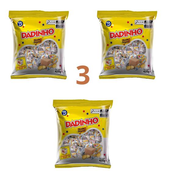 Kit 3 Pacotes - Doce de Amendoim Bala Dadinho Pacote 420 g Muito ...