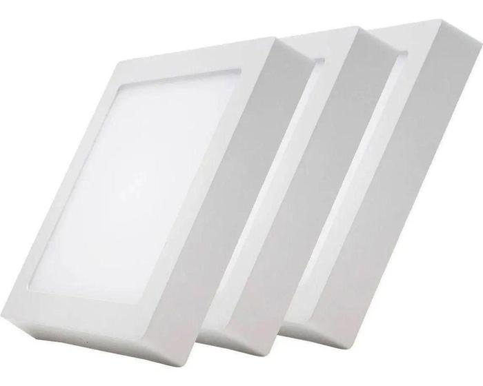 Kit 3 Paflon Painel Led Luminária Sobrepor Quadrado 24w 25w - Lig Light ...