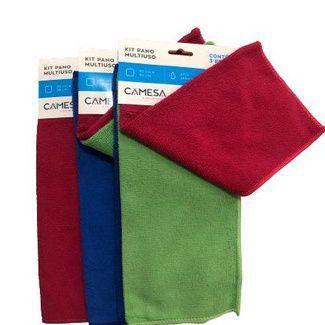 Kit 3 Panos Microfibra de Cozinha Multiuso Limpeza Geral 30x30cm ...