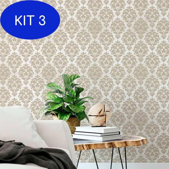 Kit 3 Papel De Parede Adesivo Provençal Branco Classico Sala 3M ...