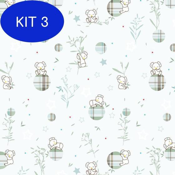 Kit 3 Papel De Parede Coala Folhas De Bambu Infantil Bebe Adesivo - LRP ...