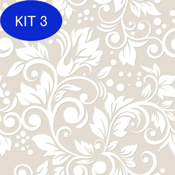 Kit 3 Papel de Parede Floral Cinza Com Detalhes em Branco - Decore - Papel de Parede - Magazine ...