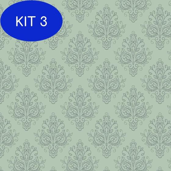 Kit 3 Papel De Parede Verde Opaco E Desenho Preto Adesivo Lavavel - LRP ...