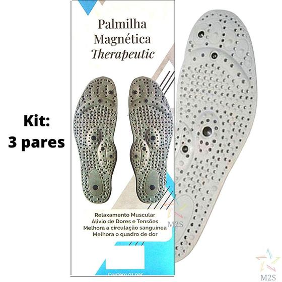 Kit 3 pares - Palmilha Magnética Terapia Oriental Anatômica Ortopédica ...