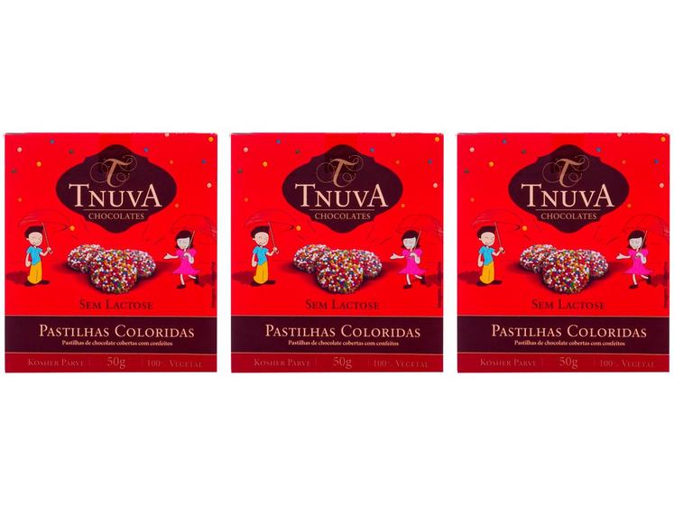 Kit 3 Pastilhas Coloridas de Chocolate Vegano Tnuva 50g - Chocolate ...