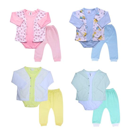 Kit 3 Pcs Pagaozinho Body Mijao Roupa Bebe Liso Estampado - Tanran Baby ...