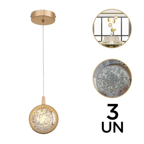 Kit 3 pendentes globo cristal bolhas led 3200k 7w - CINDERELLA DECOR ...
