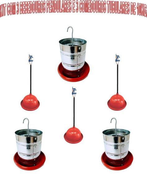 Kit 3 pendulares bebedouros galinha e 3 tubulares 10kg - PEDNDULAR E TUBULAR - Outros Pets ...