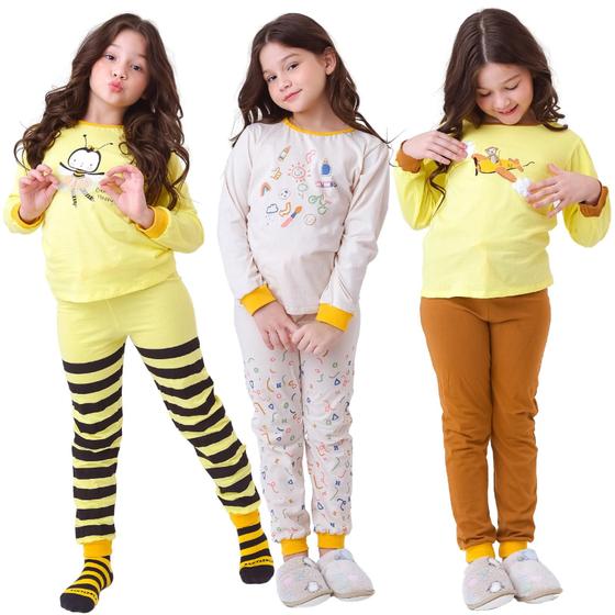Kit 3 Pijamas Infantil Algodao Conforto Menino ou Menina, roupa para ...